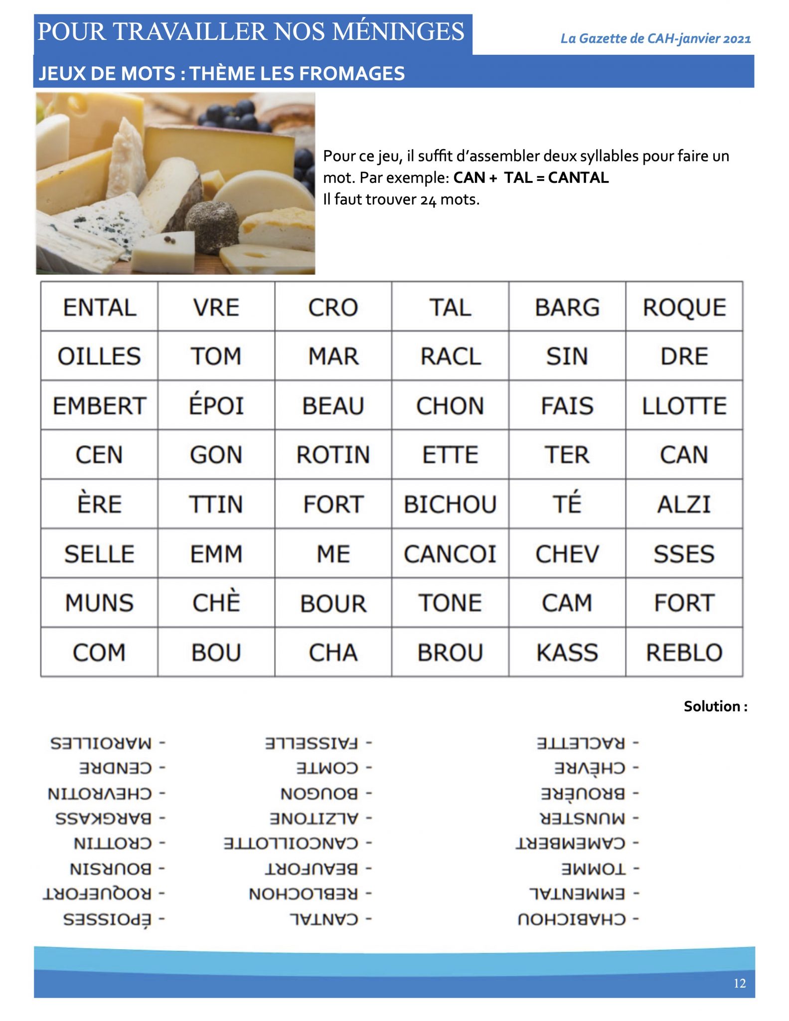 Pour travailler nos méninges (Jeux de mots) | Les Centres d’Accueil ...