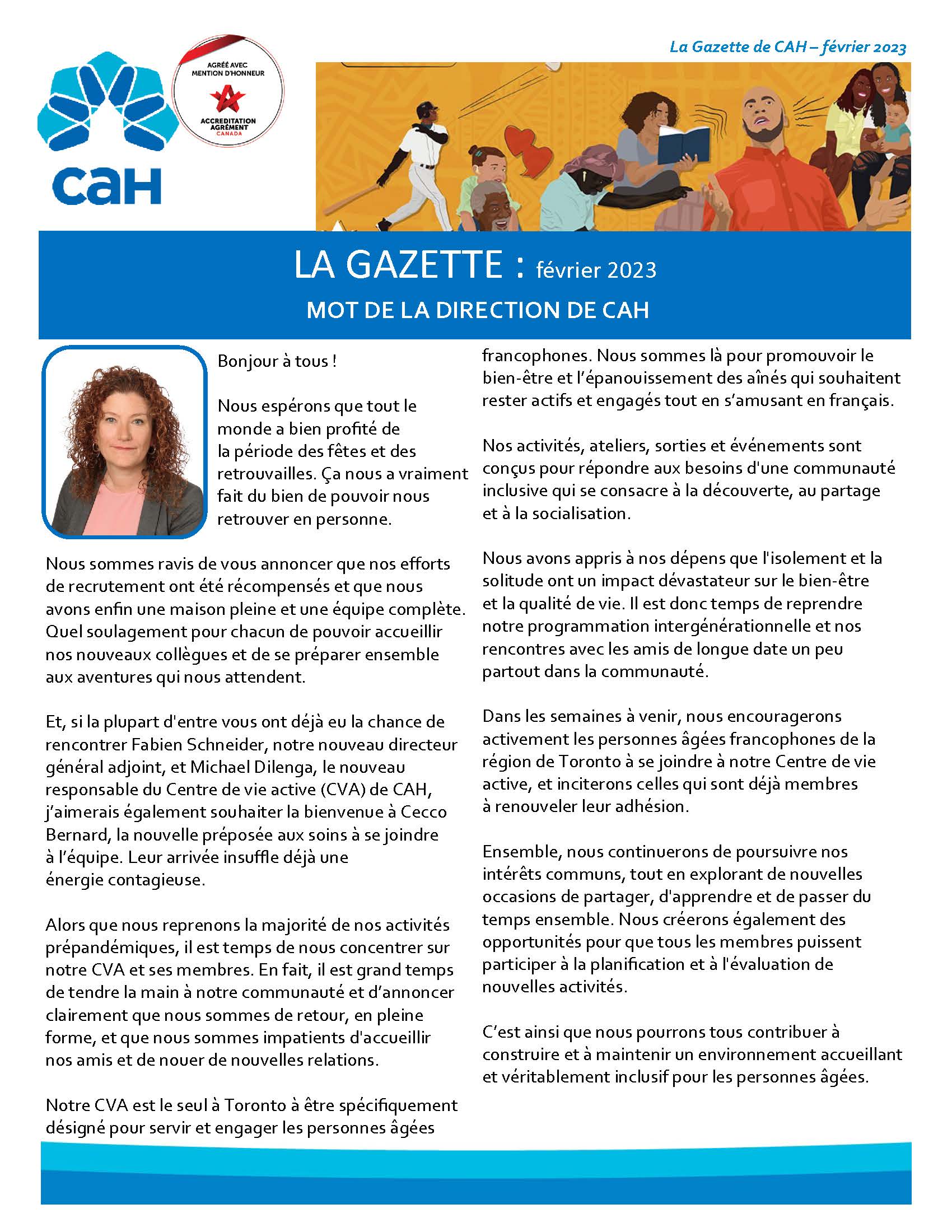 La Gazette – February 2023 | Les Centres d’Accueil Héritage