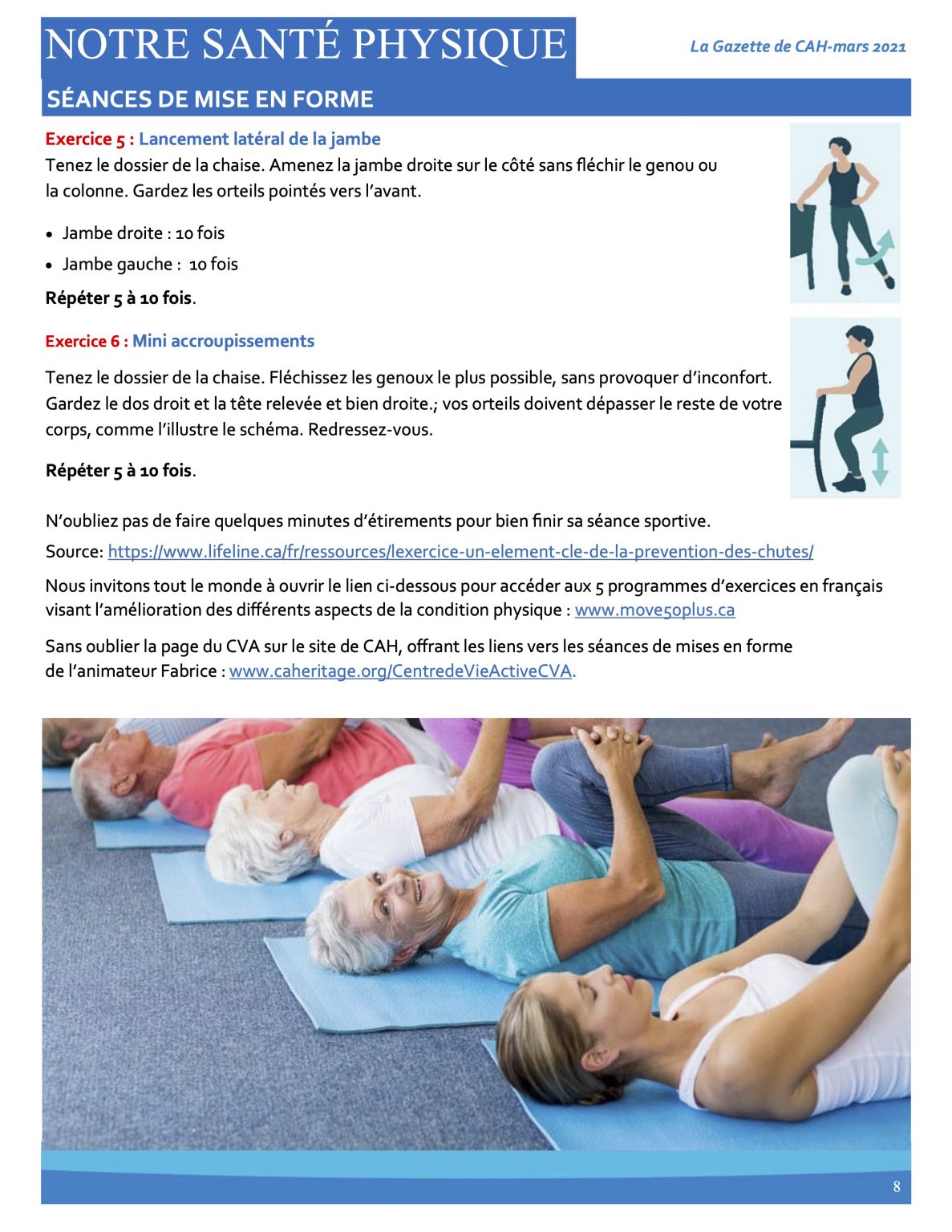 Notre santé physique (exercices) | Les Centres d’Accueil Héritage